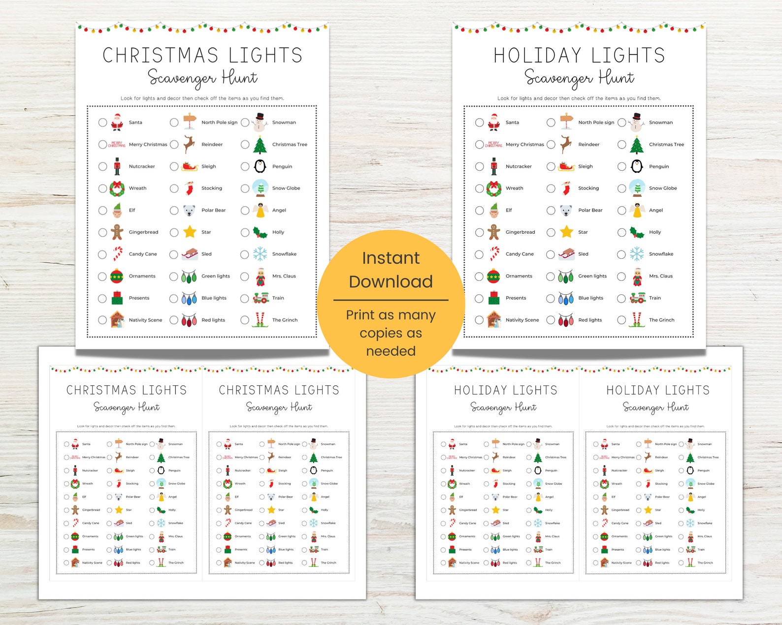 Christmas Lights Scavenger Hunt Printable, Outdoor Scavenger Hunt ...