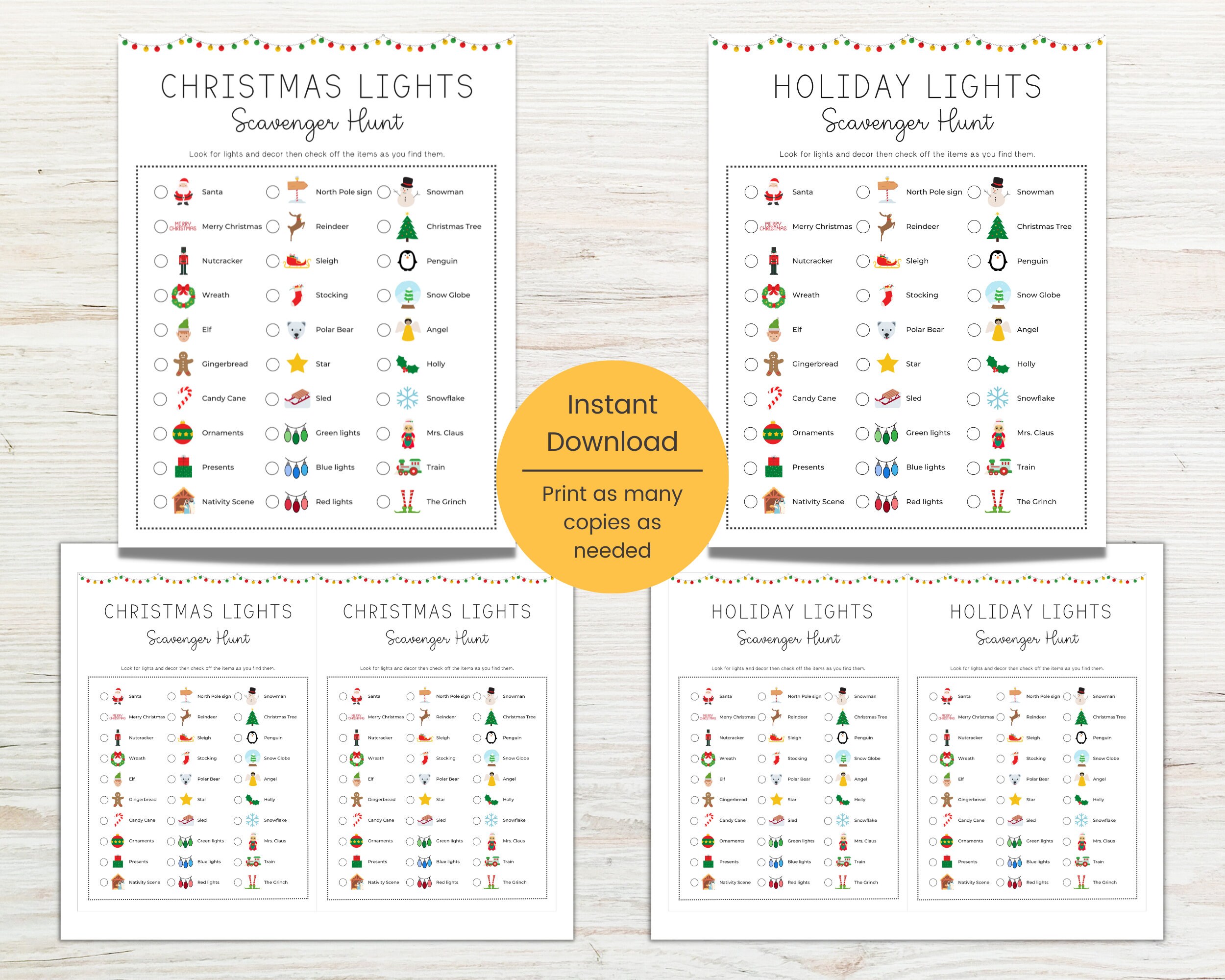 Christmas Lights Scavenger Hunt Printable, Outdoor Scavenger Hunt ...