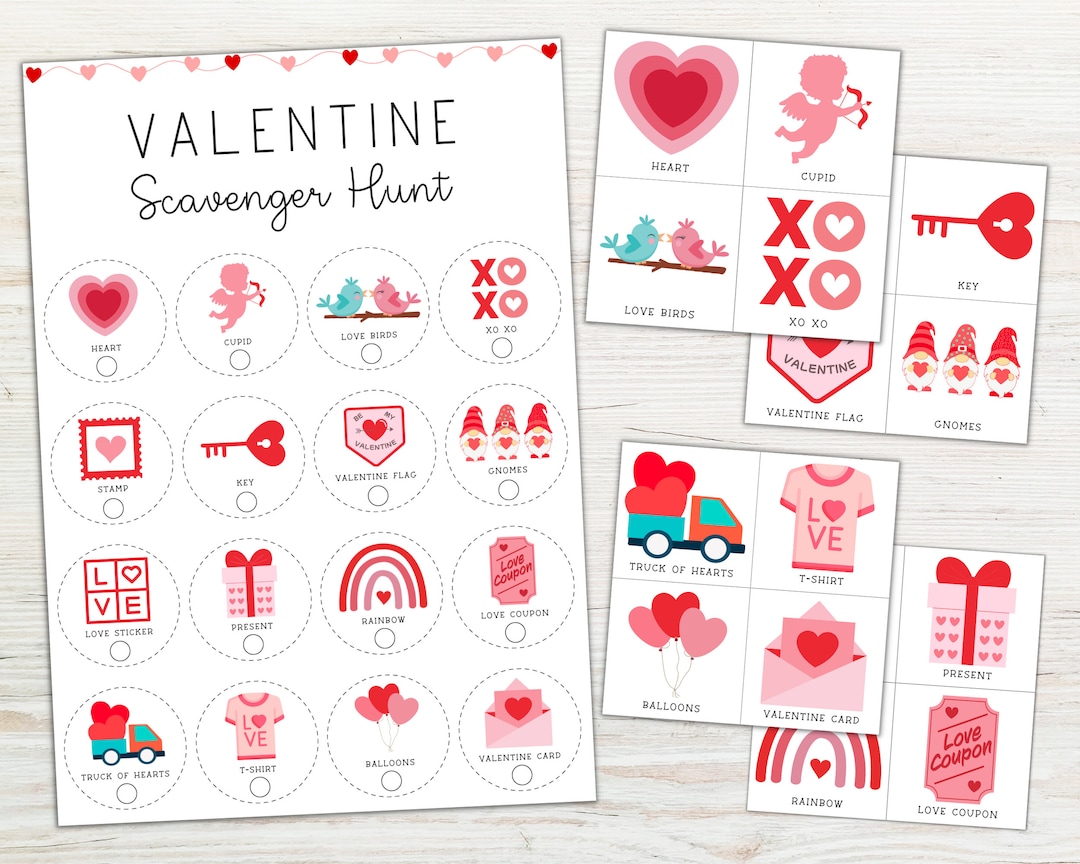 Valentine's Day Scavenger Hunt Printable Valentine Game - Etsy