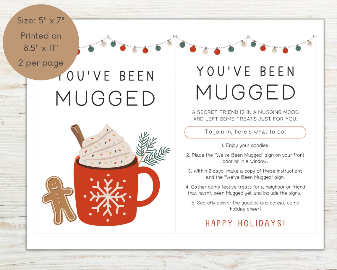 You've Been Mugged Christmas Printable We've Been - Etsy