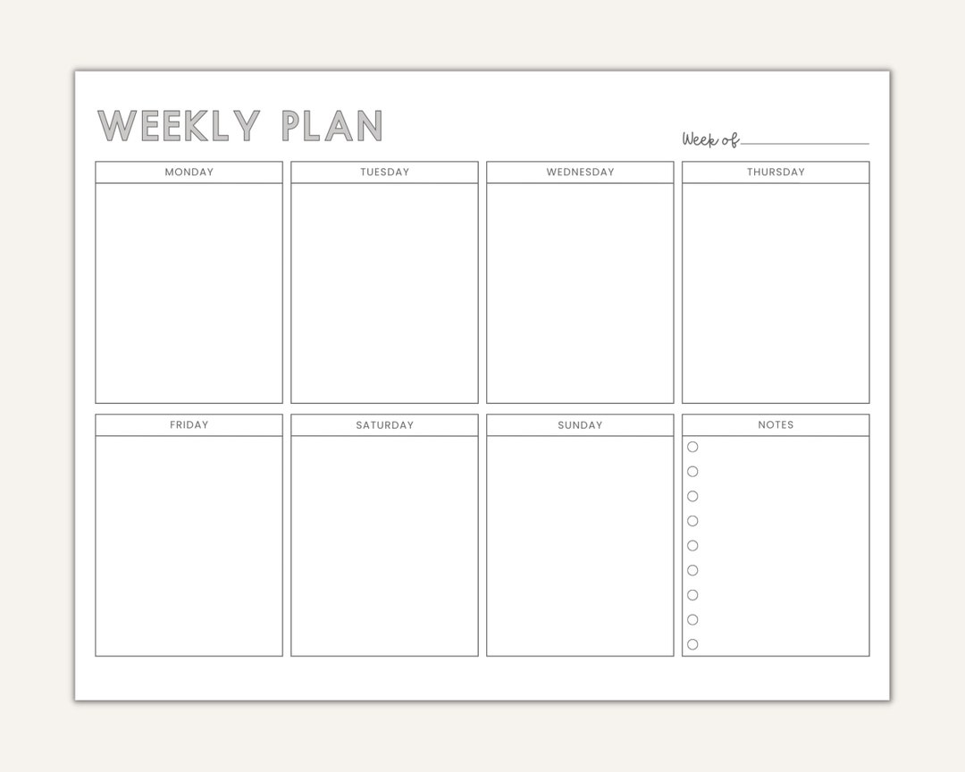 Weekly Schedule Printable Week at a Glance Week School - Etsy