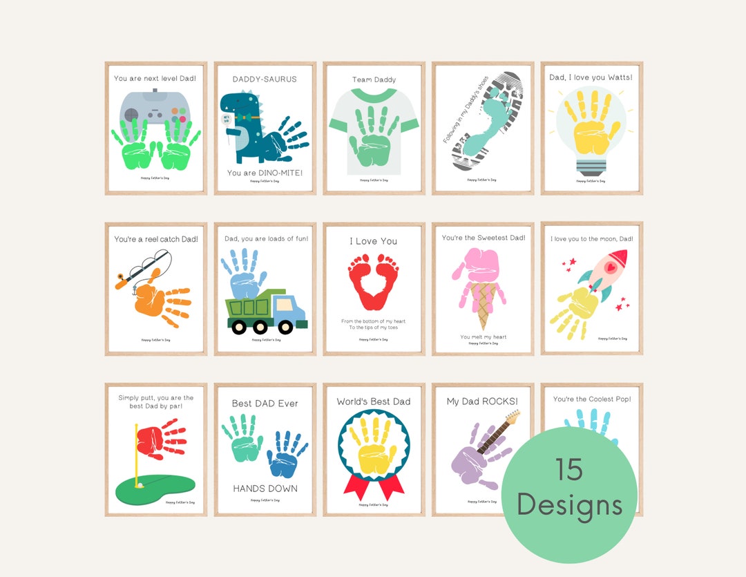 Father's Day Handprint Footprint Craft Bundle, Fathers Day Gift From ...