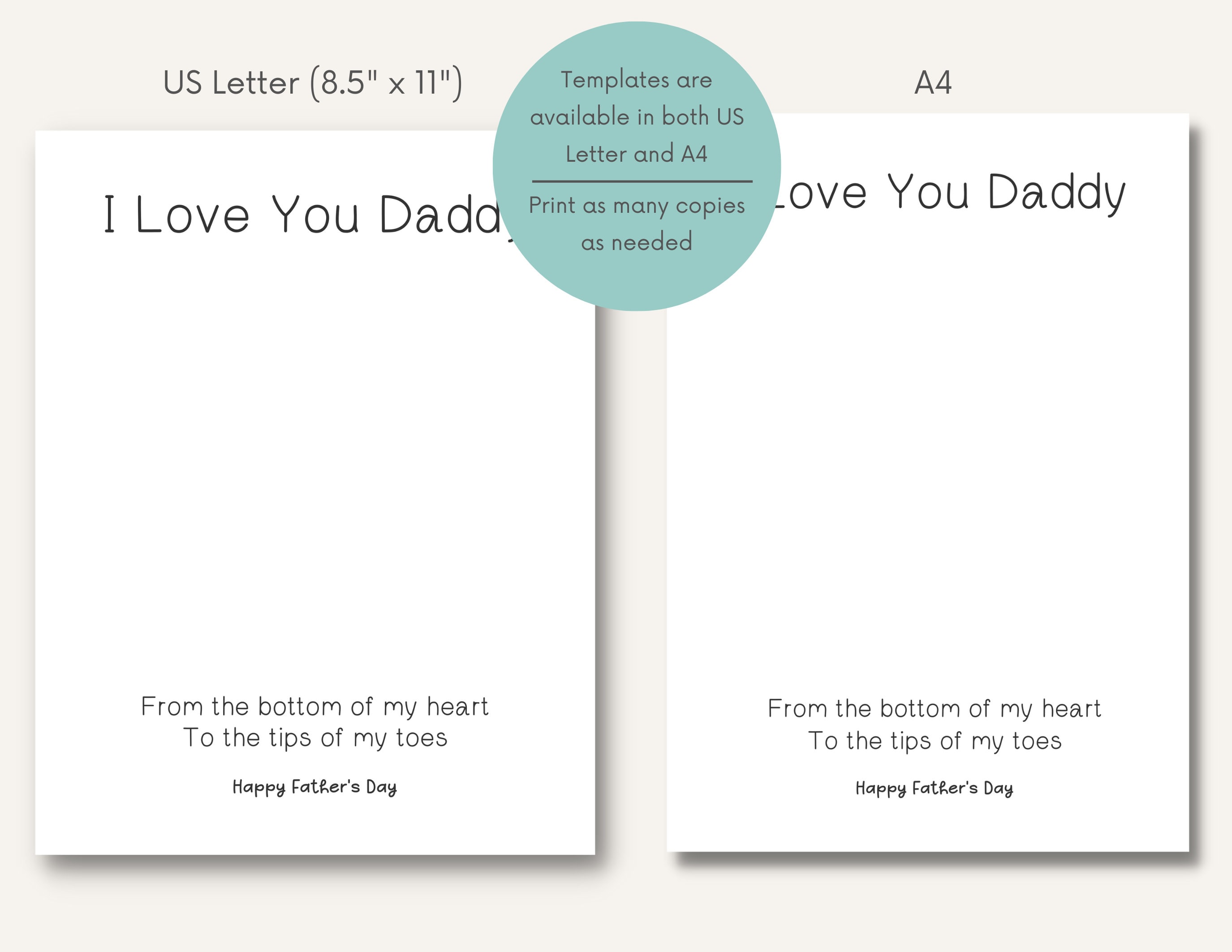 Father's Day Handprint Art Printable, I Love You Daddy, Footprint Gift ...