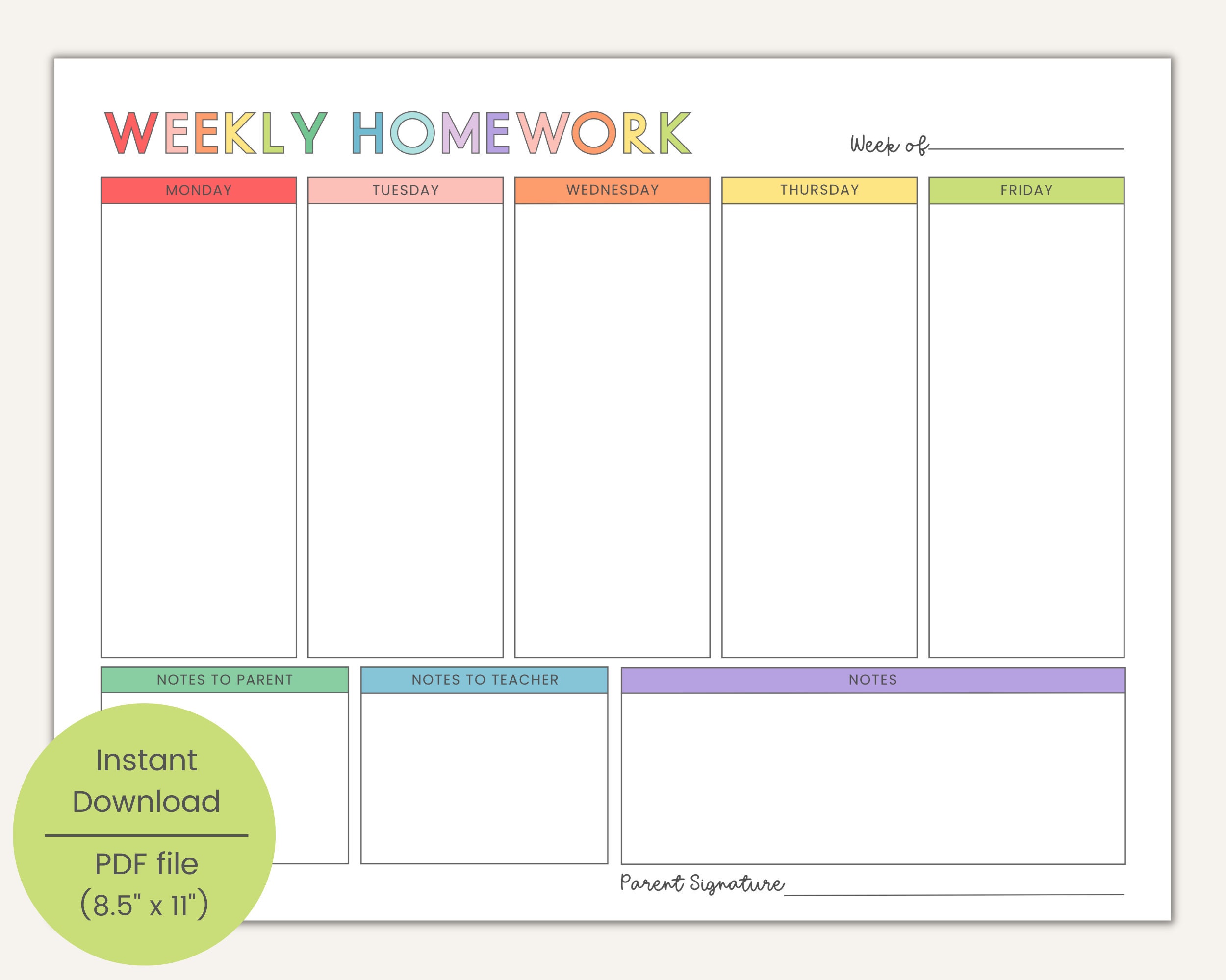 Lesson Plan Template for Teachers Weekly Lesson Plan Lesson - Etsy