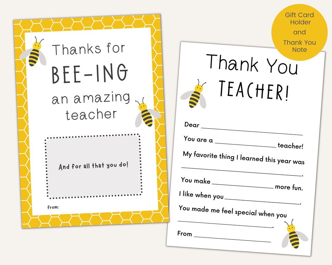 Teacher Appreciation PRINTABLE Gift Card Holder End of Year - Etsy