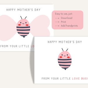 Mother's Day Handprint Craft Printable, Love Bug Handprint Art, Toddler ...