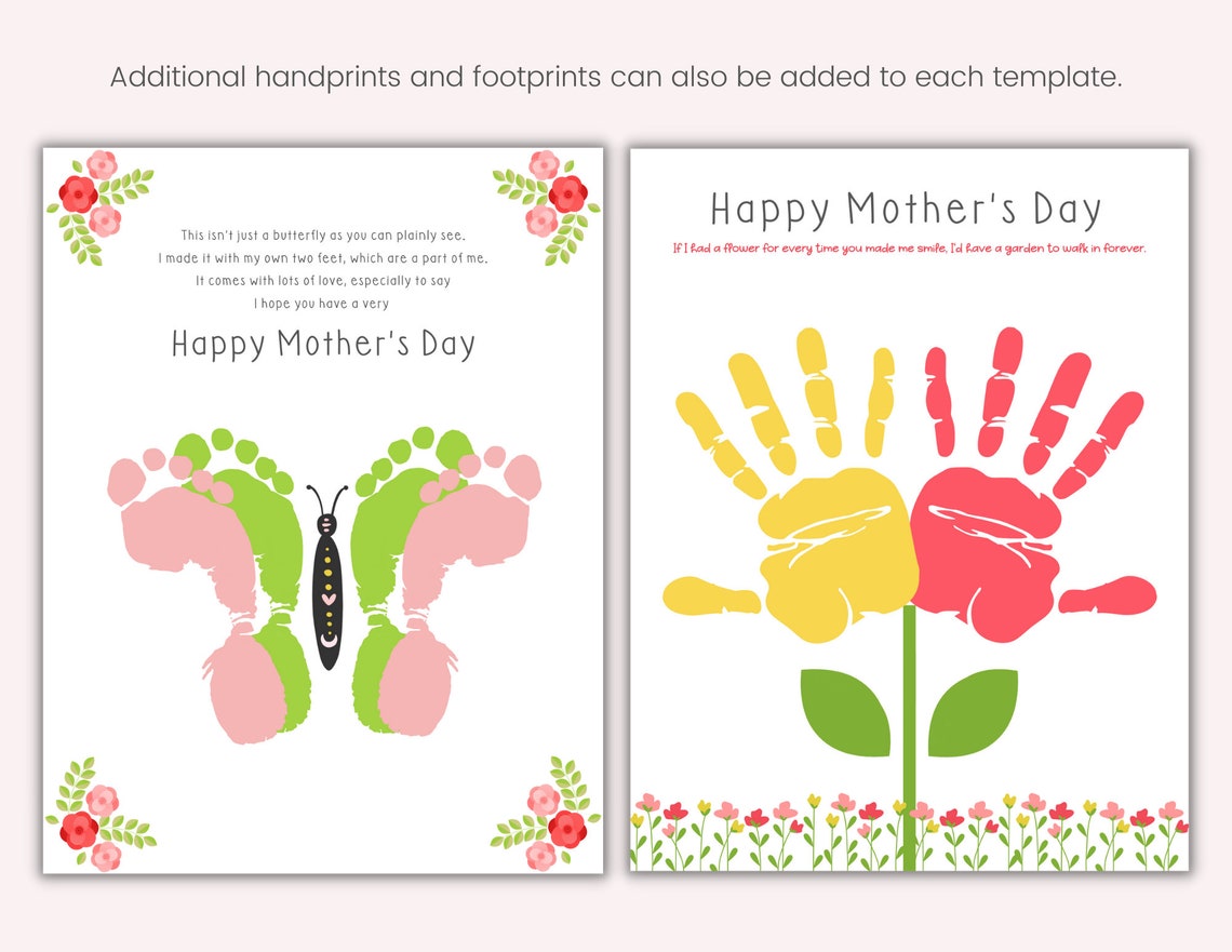 Mother's Day Printable Handprint Art Footprint Craft - Etsy