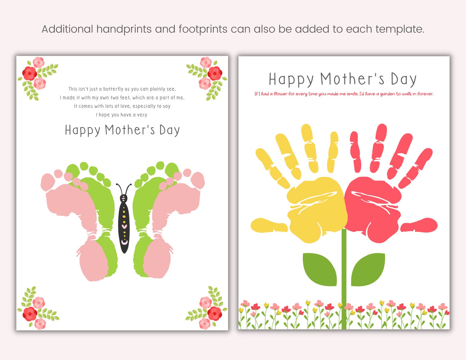 Mother's Day Printable Handprint Art Footprint Craft - Etsy