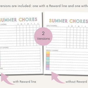 Chore Chart for Kids Printable, Editable Daily Checklist, Summer Weekly ...