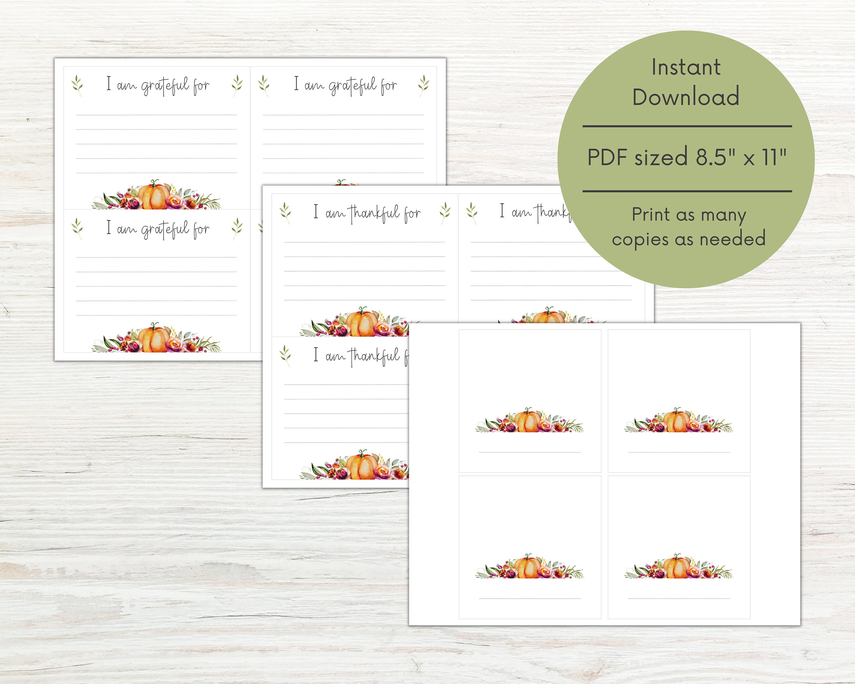 I Am Thankful for You Cards Printable Gratitude Cards - Etsy