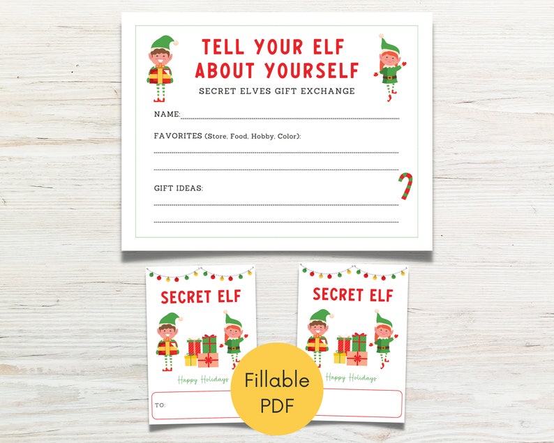 Secret Elves Questionnaire Printable, Secret Elf List, Office Gift ...