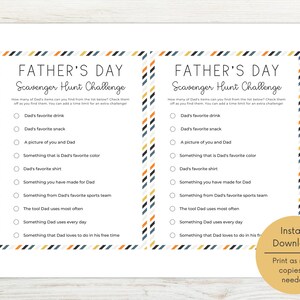 Father's Day Scavenger Hunt Game, All About My Dad Treasure Hunt ...