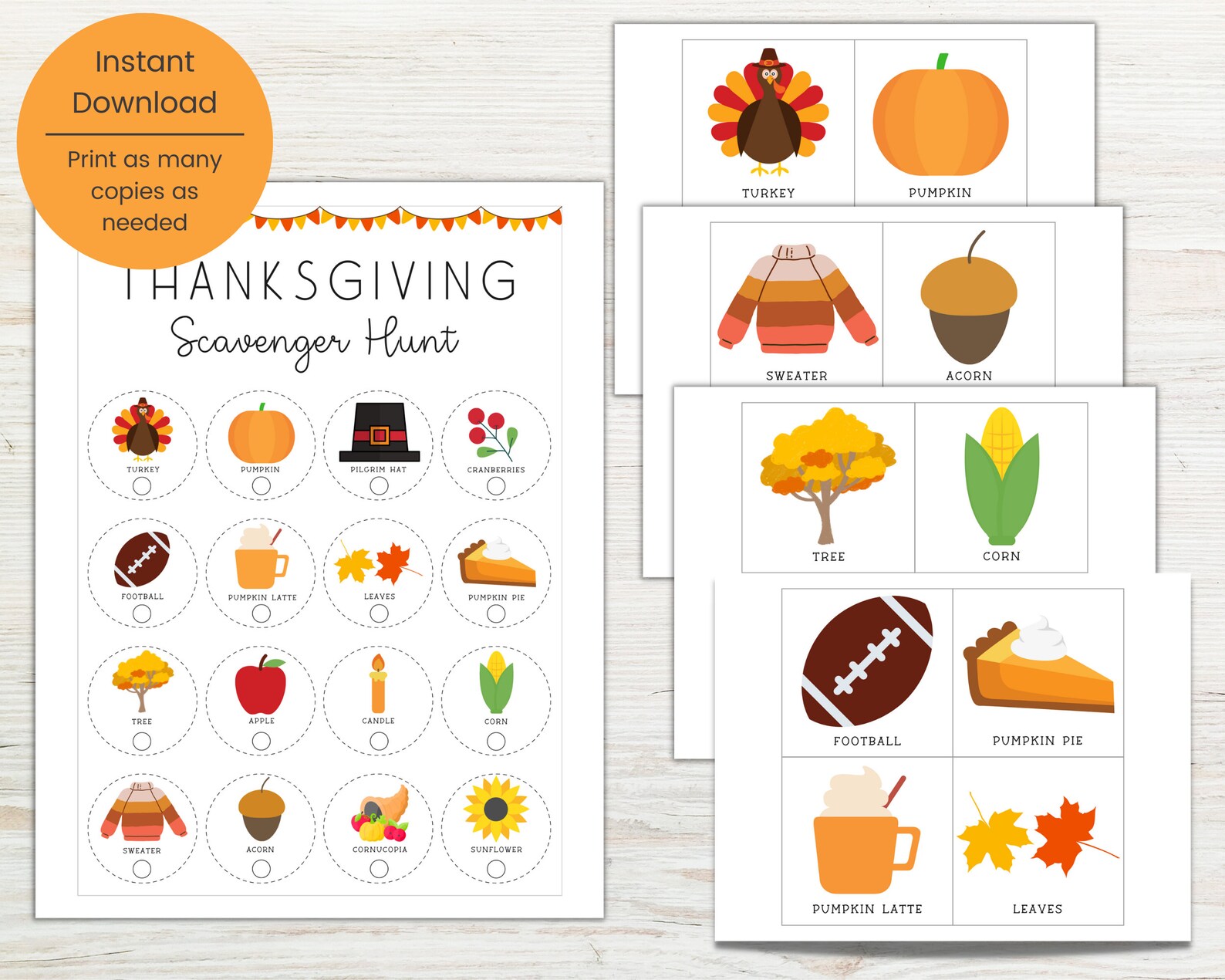 Thanksgiving Scavenger Hunt Printable for Kids, Indoor Outdoor ...