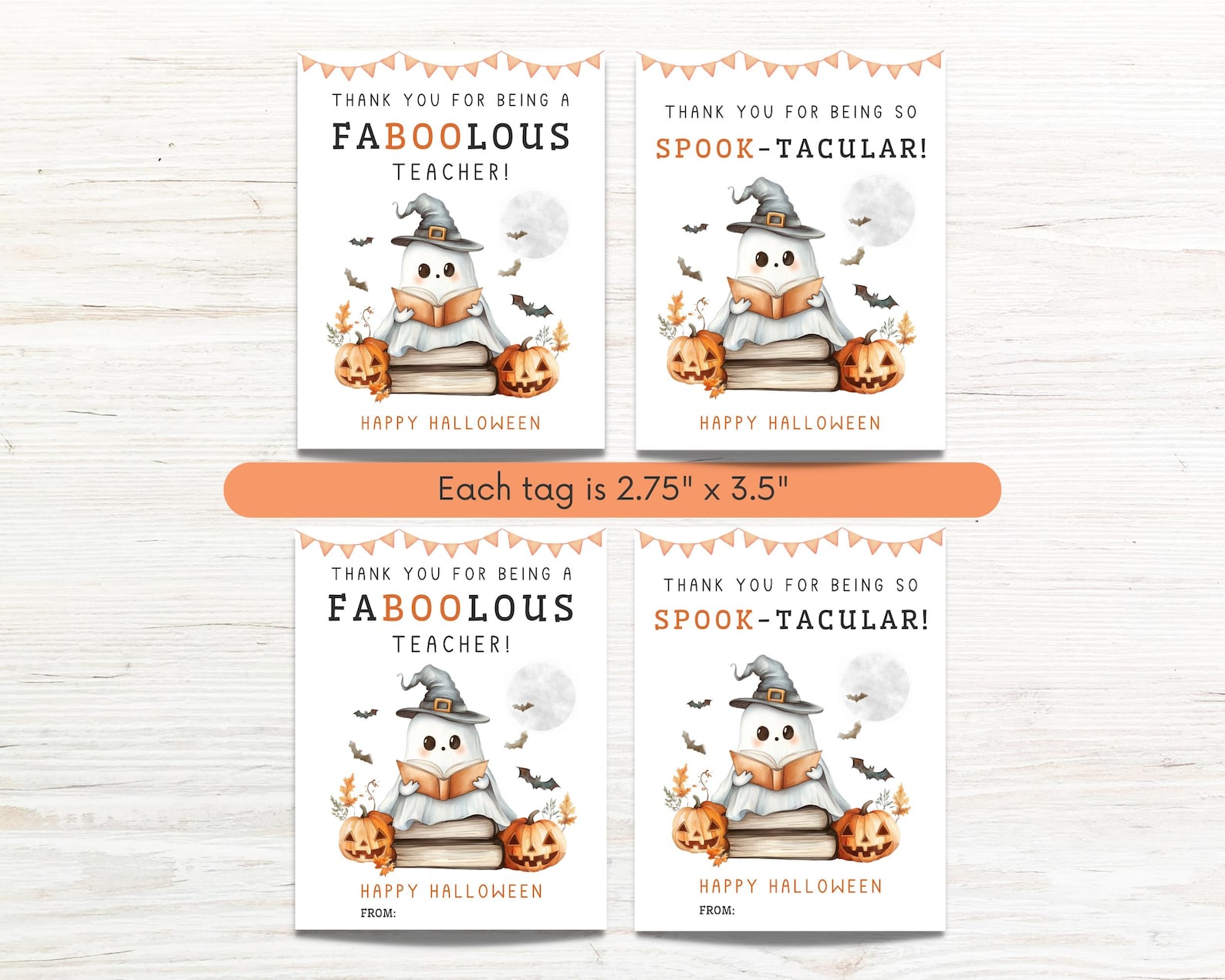 Faboolous Teacher Tag Printable, Spooktacular Teacher, Faboolous Ghost ...