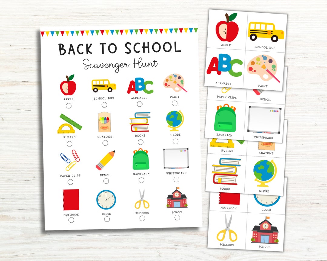 Back to School Scavenger Hunt With Cards, Classroom Scavenger Hunt ...