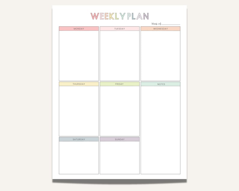 Weekly Planner Printable Vertical Portrait, Homeschool Weekly Schedule ...