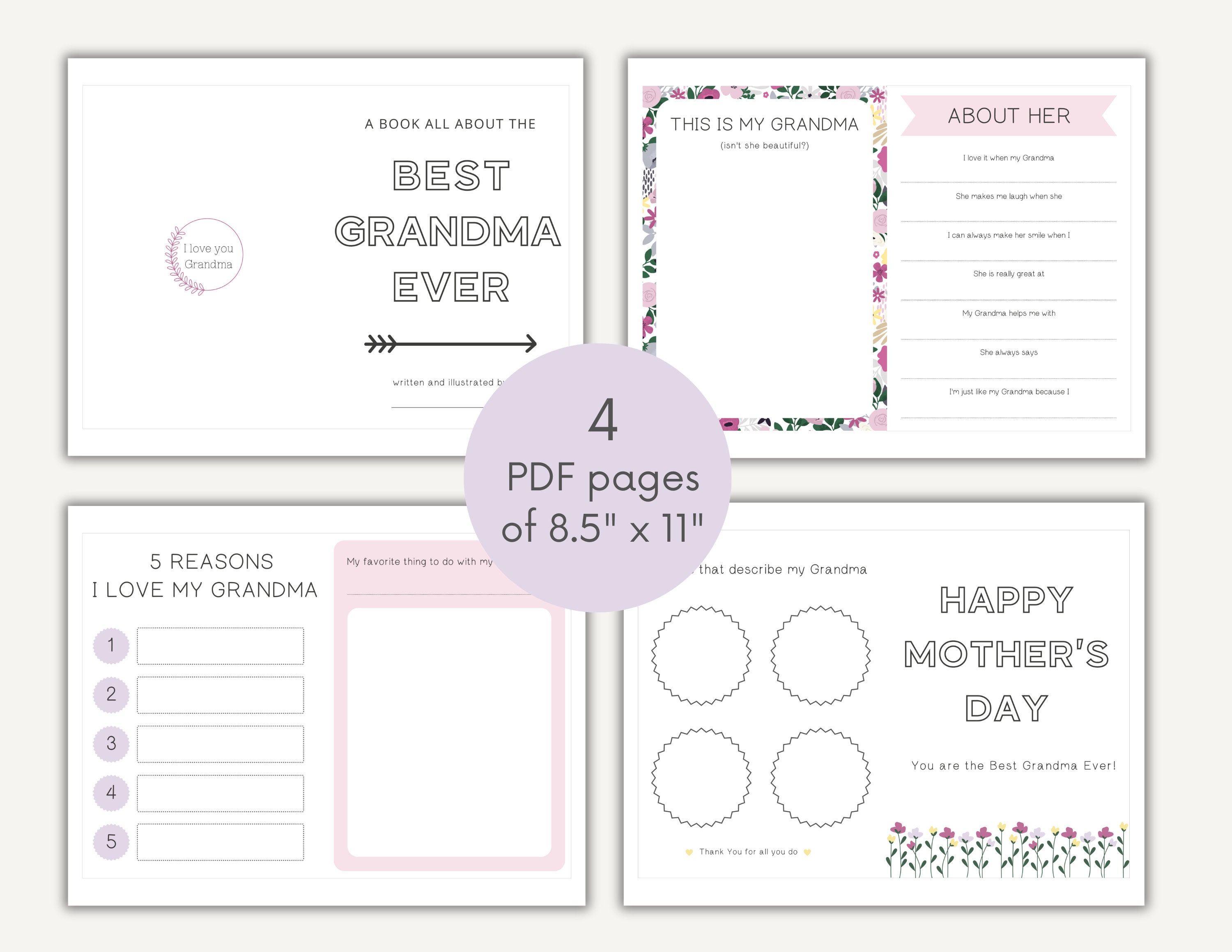 All About My Grandma Printable Book, Mother's Day Questionnaire ...