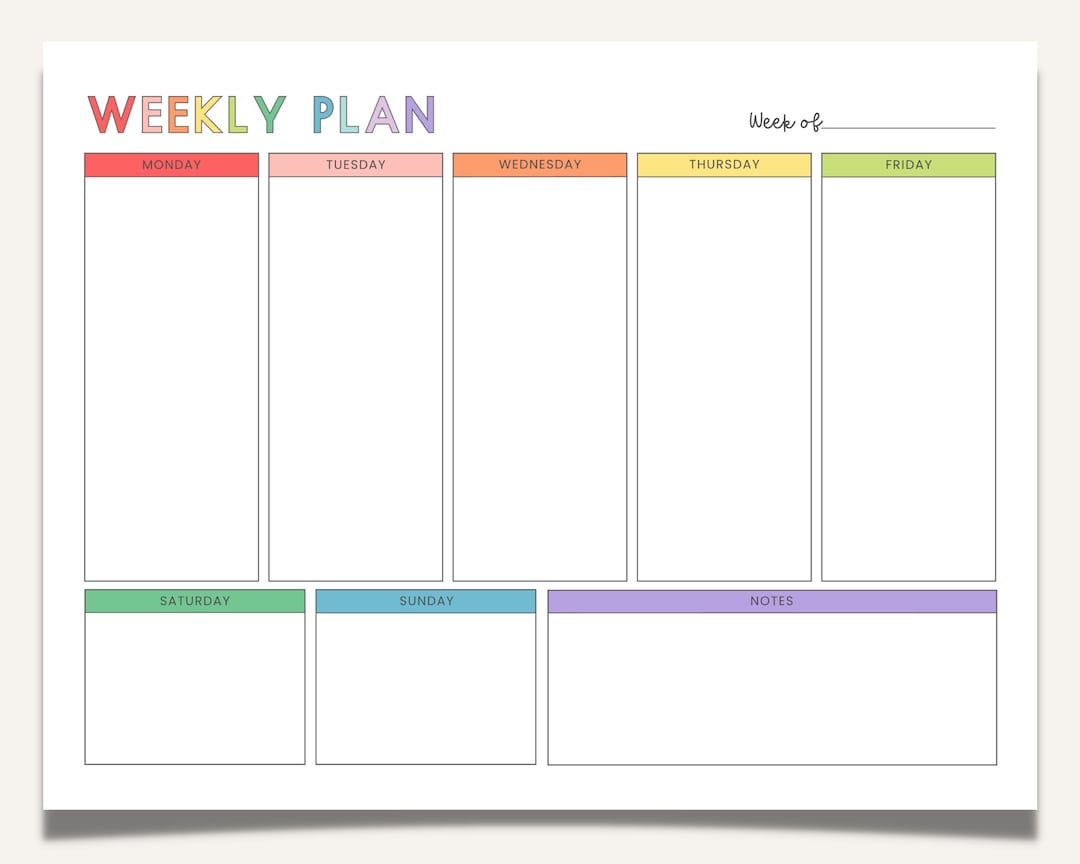 Weekly Schedule Template Weekly Planner Printable Homeschool - Etsy