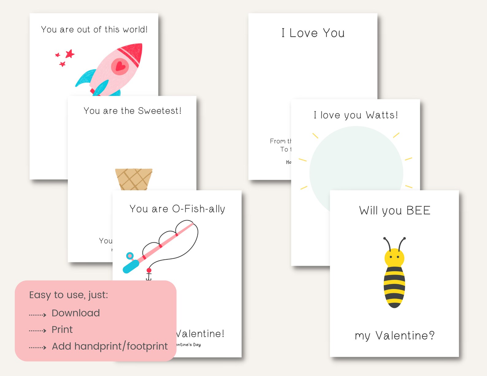 Valentines Handprint Craft Bundle, Valentine Art for Kids, Toddler ...