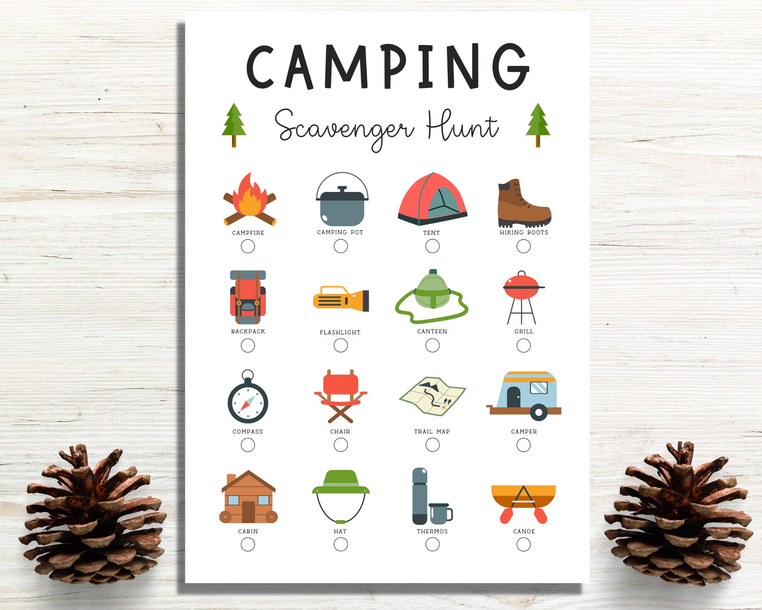 Camping Scavenger Hunt for Kids Printable Hiking Scavenger - Etsy