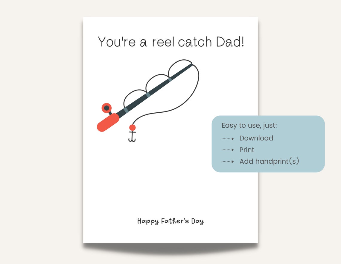 Father's Day Handprint Art Printable, You're a Reel Catch, Boating ...