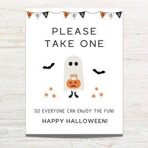 Please Take One Sign Halloween Printable, Out of Candy Sign, Trick or ...