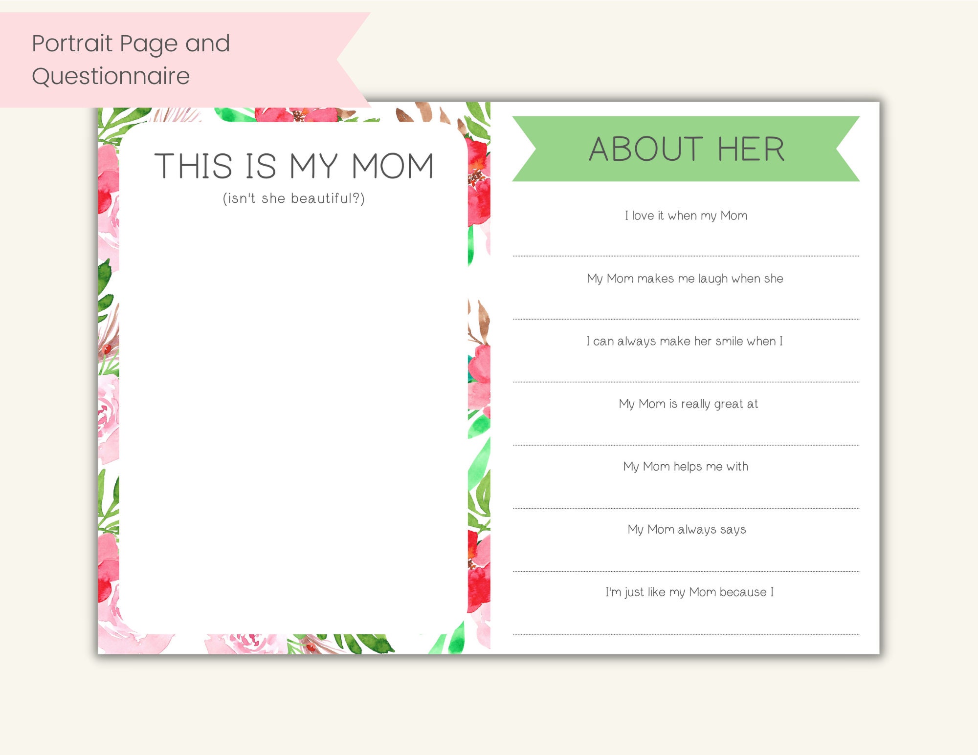 All About My Mom Printable Book Mother's Day - Etsy