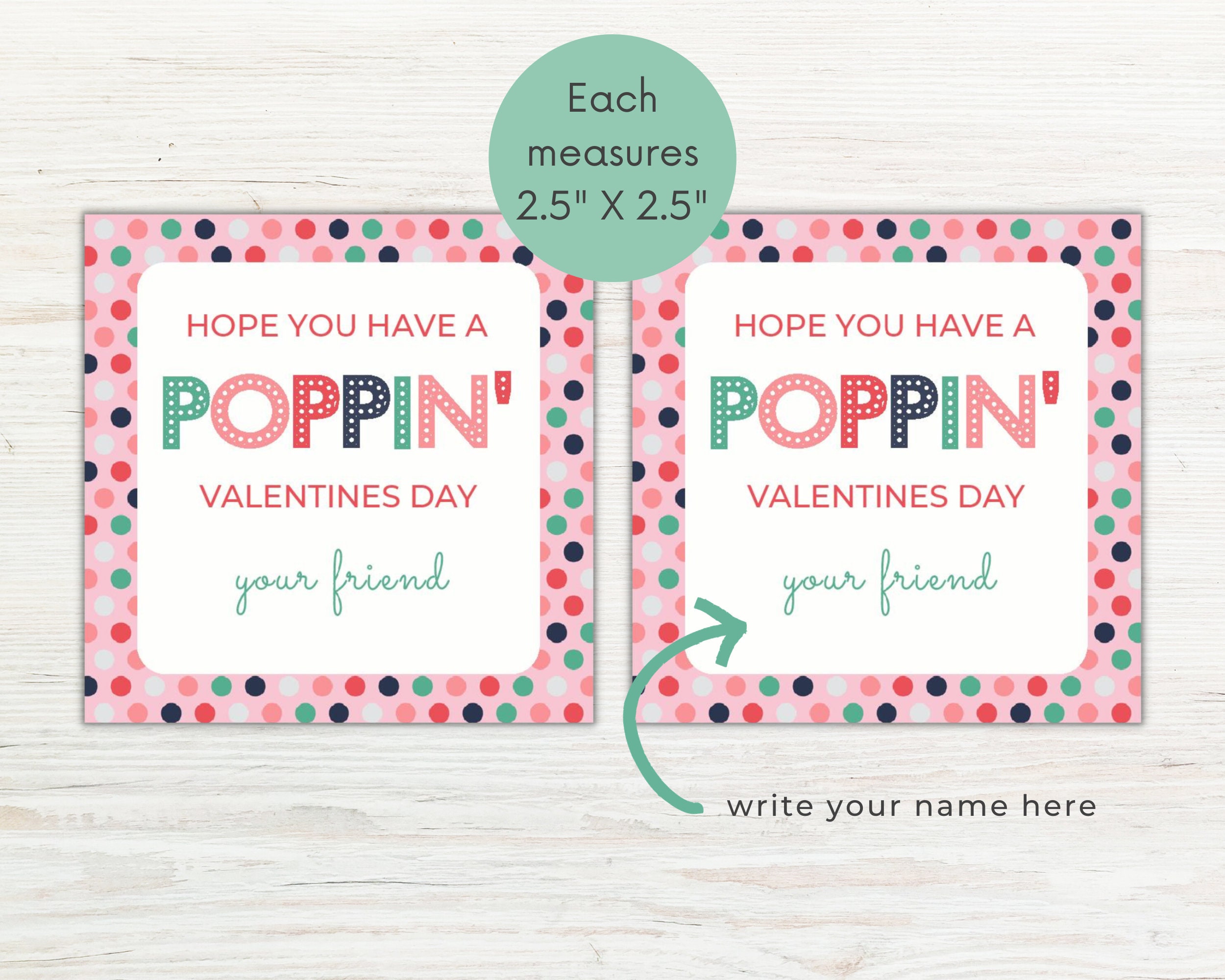 Pop It Valentines Card, Printable Valentine, Poppin Gift Tag, Teacher ...