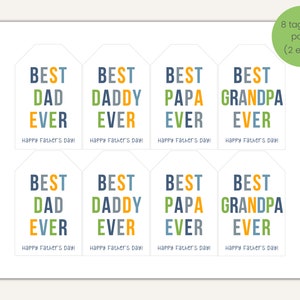 Printable Father's Day Gift Tags, Best Dad Ever, Tags for Dad, Fathers ...