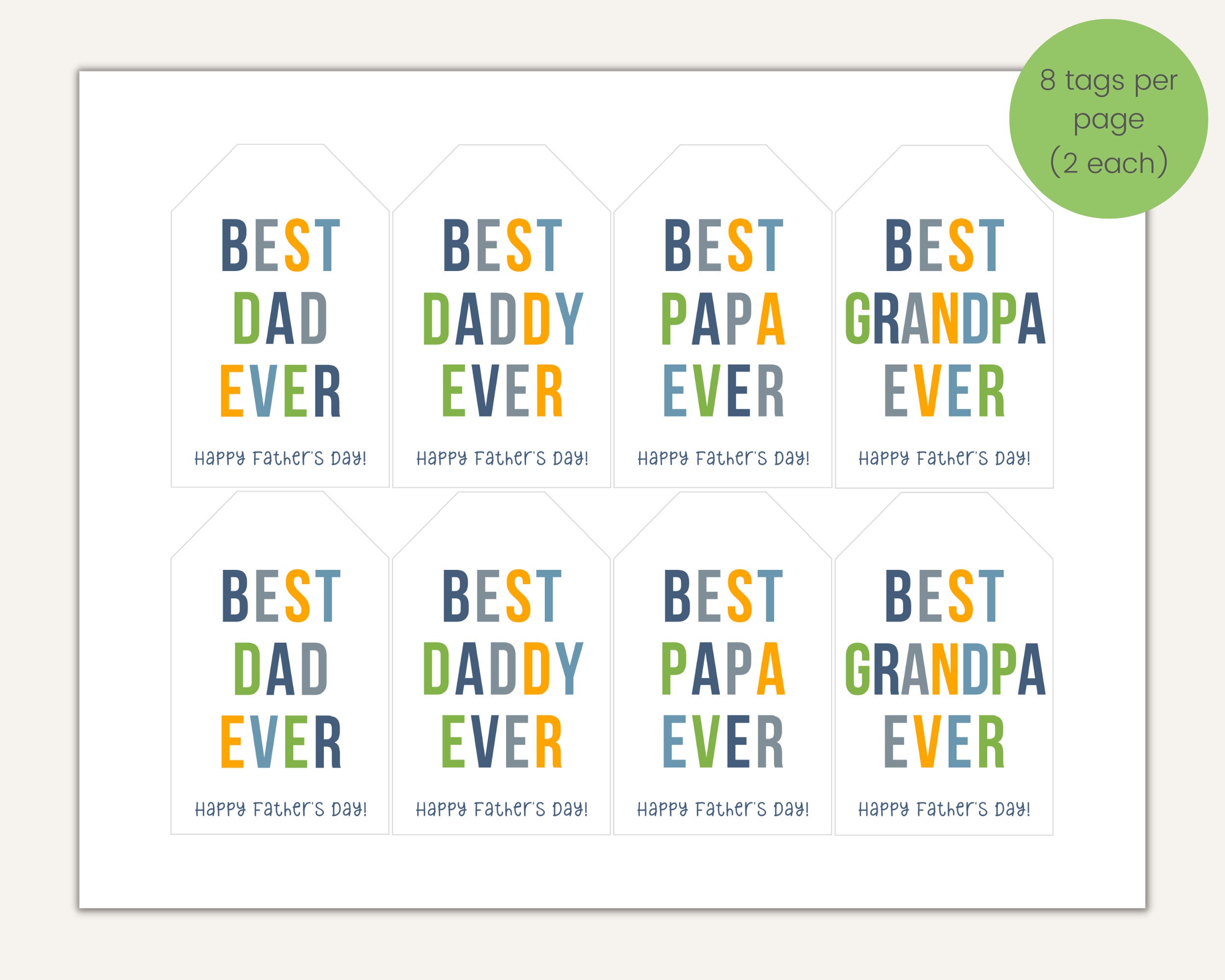 Printable Father's Day Gift Tags Best Dad Ever Tags for - Etsy