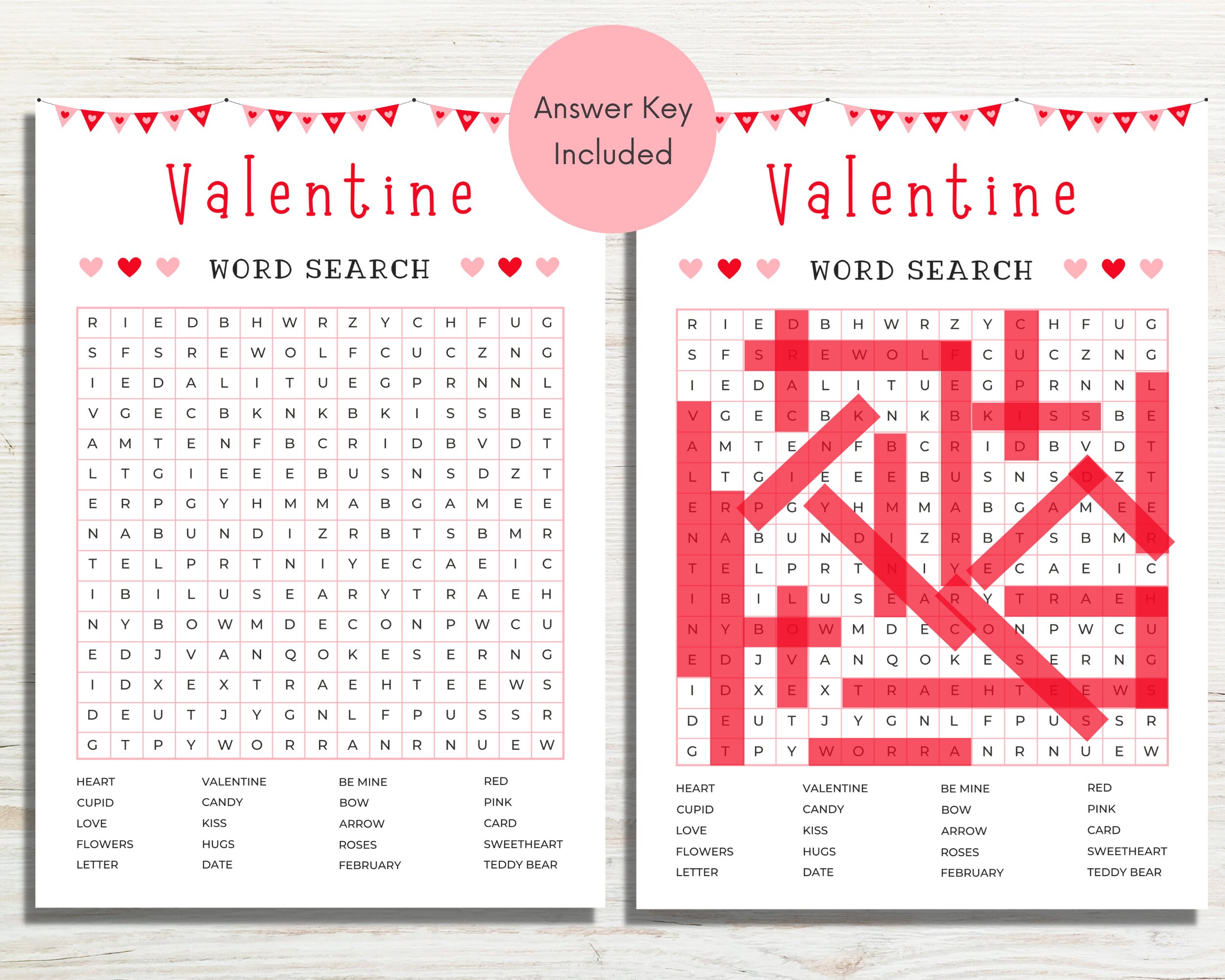 Valentine's Day Word Search Printable Game Printable - Etsy