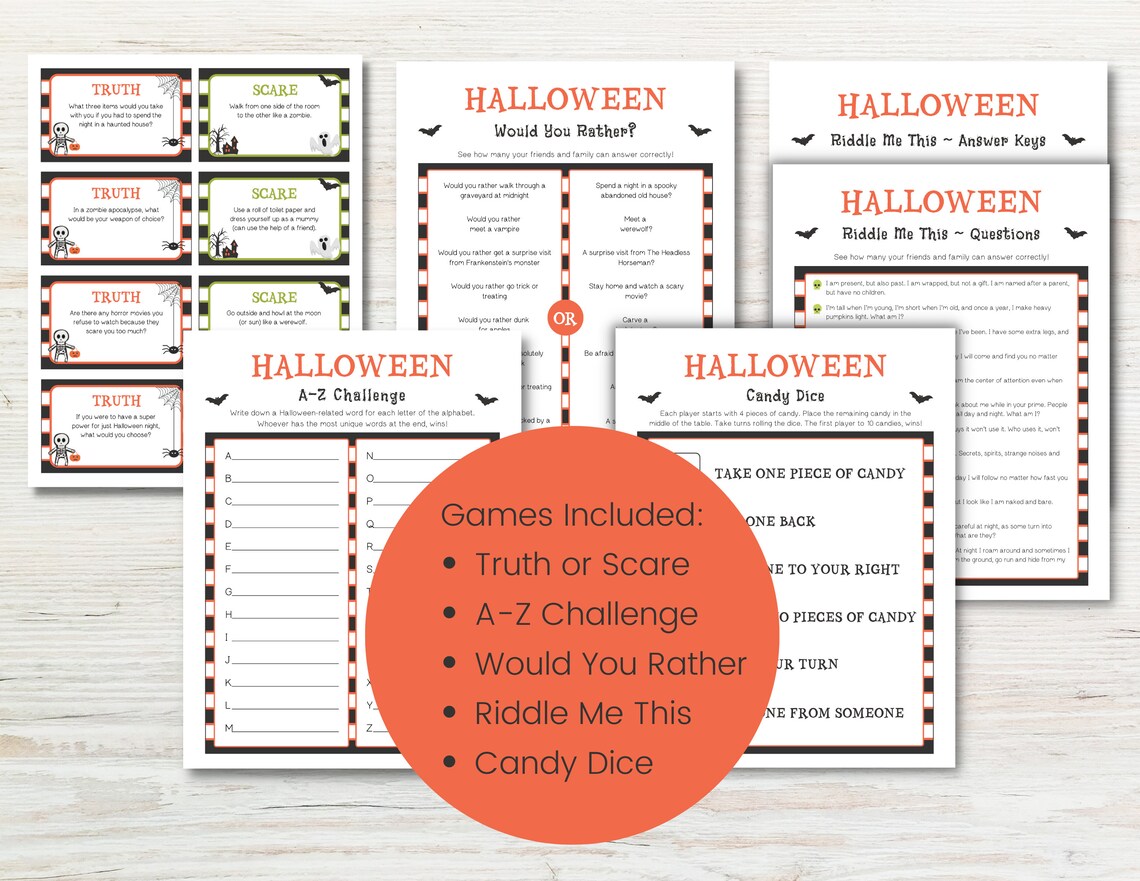 Halloween Game Bundle Printable Halloween Party Games - Etsy