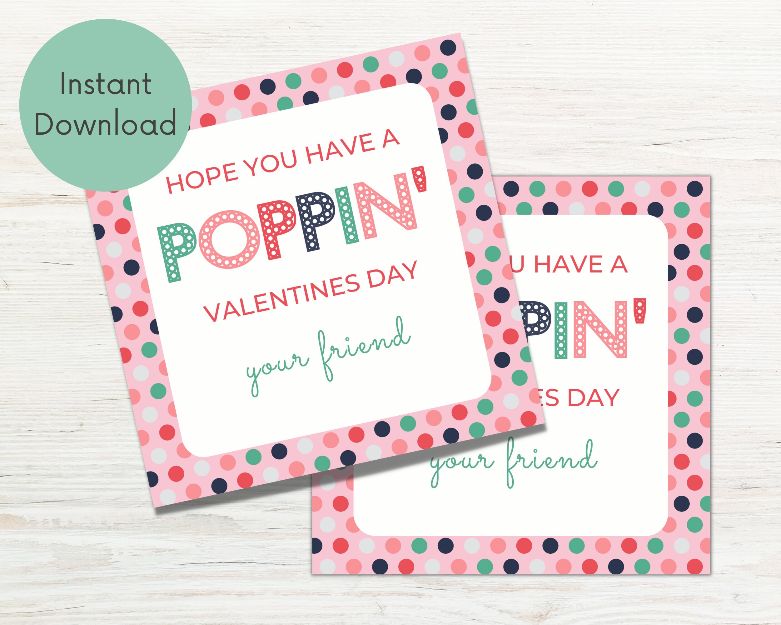 Pop It Valentines Card, Printable Valentine, Poppin Gift Tag, Teacher ...