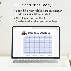 Football Squares Editable Printable, Football Square Fundraiser, 100 ...