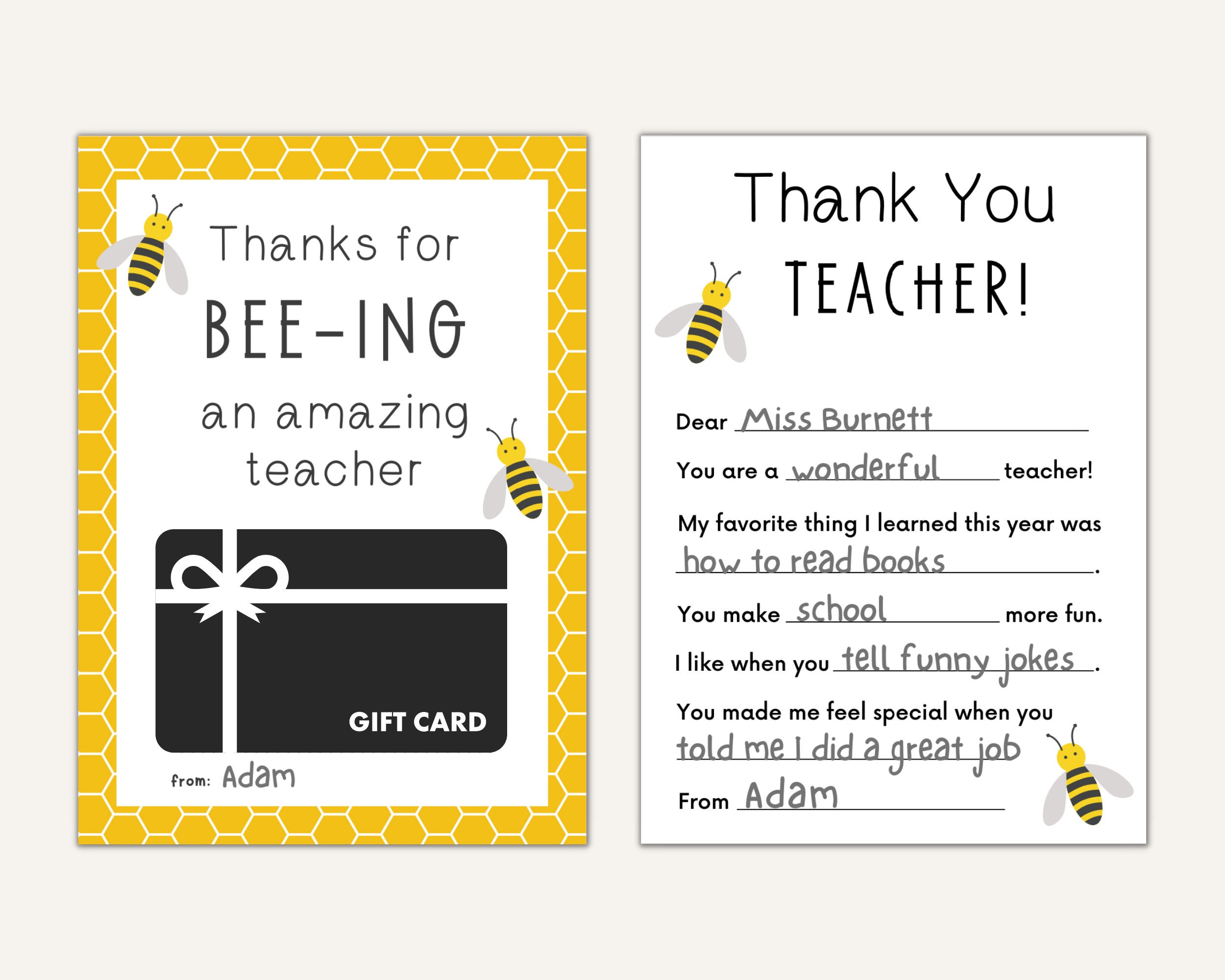 Teacher Appreciation PRINTABLE Gift Card Holder End of Year - Etsy