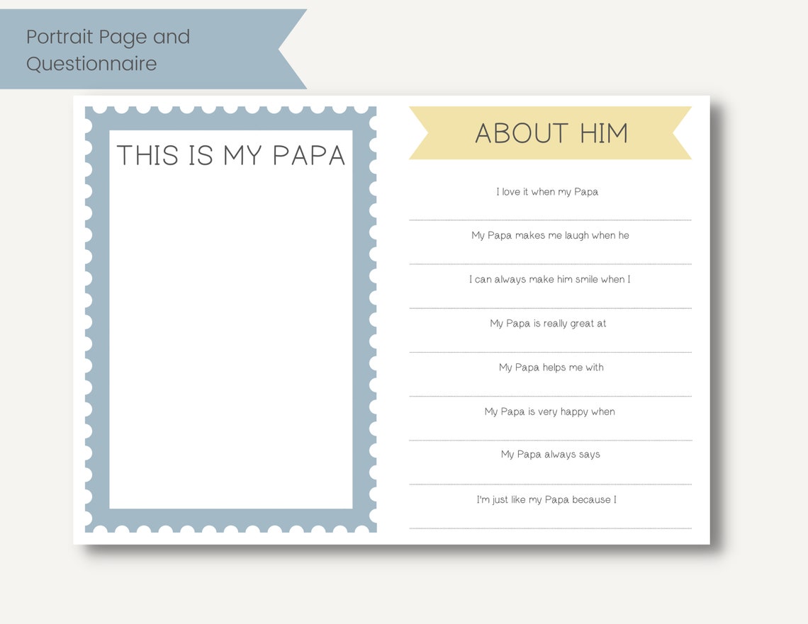 All About My Papa Printable Book Fathers Day Questionnaire - Etsy