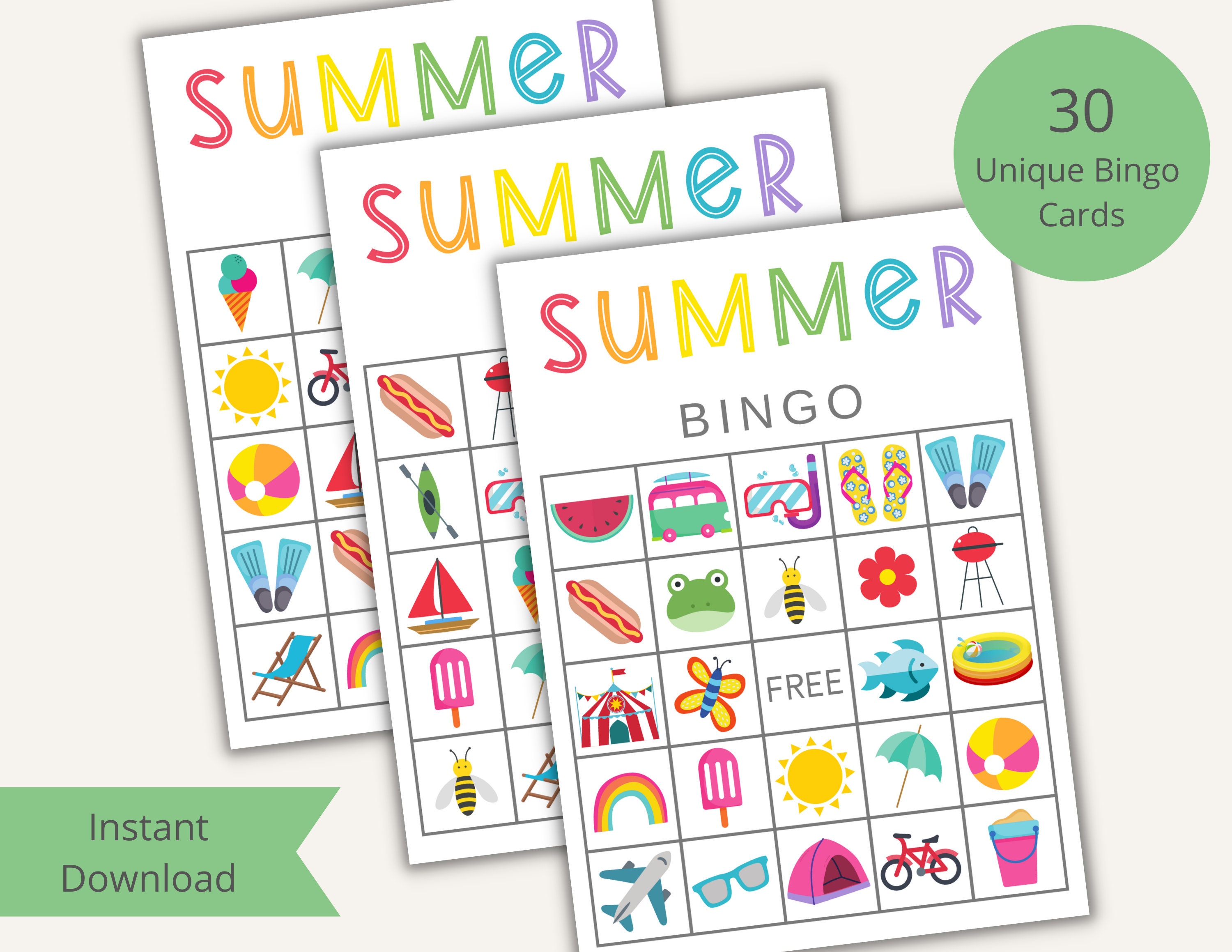 Summer Bingo Cards Summertime Bingo Summertime Game - Etsy