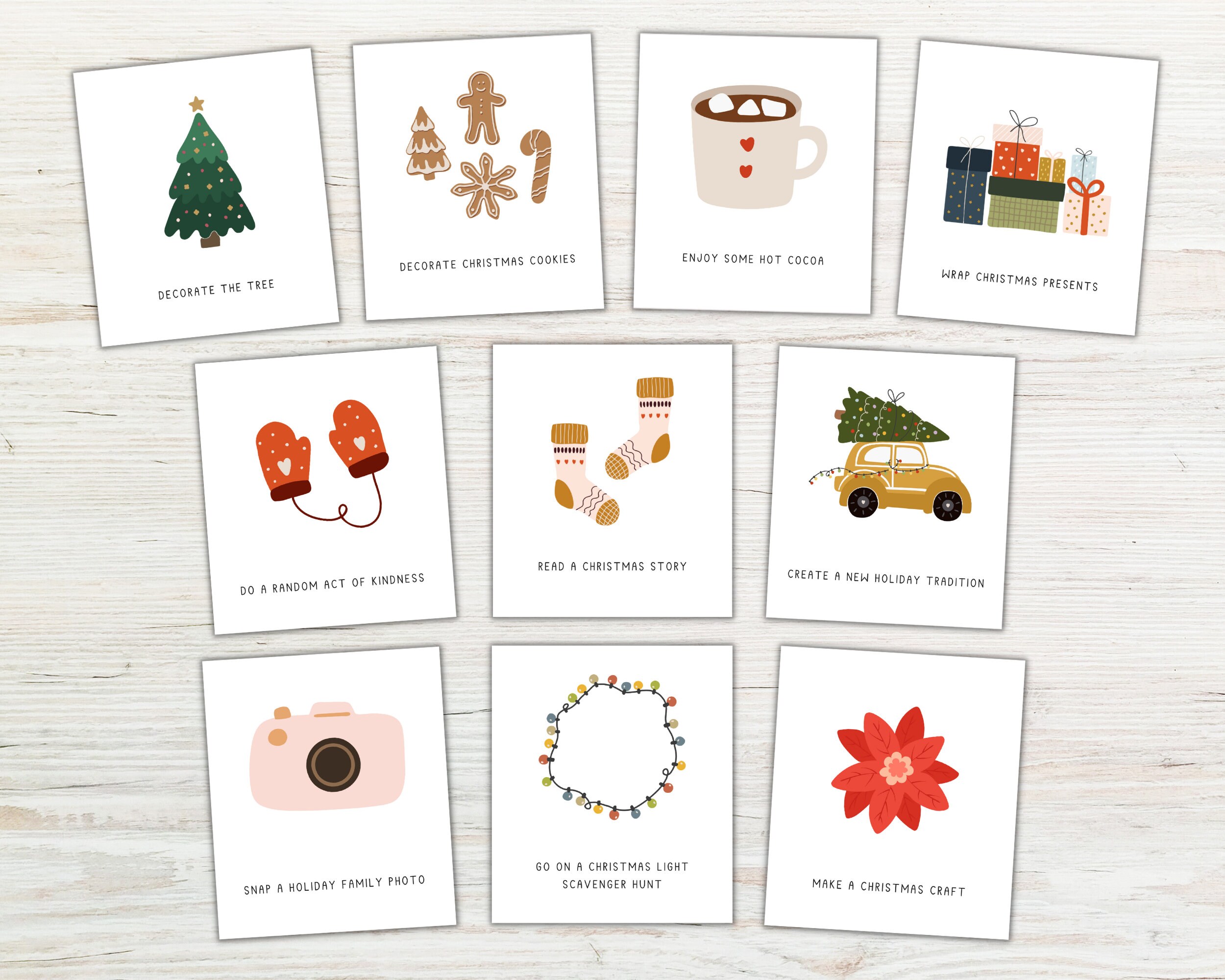 Christmas Advent Calendar Activity Cards Printable Christmas - Etsy