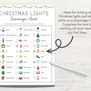 Christmas Lights Scavenger Hunt Printable, Outdoor Scavenger Hunt ...