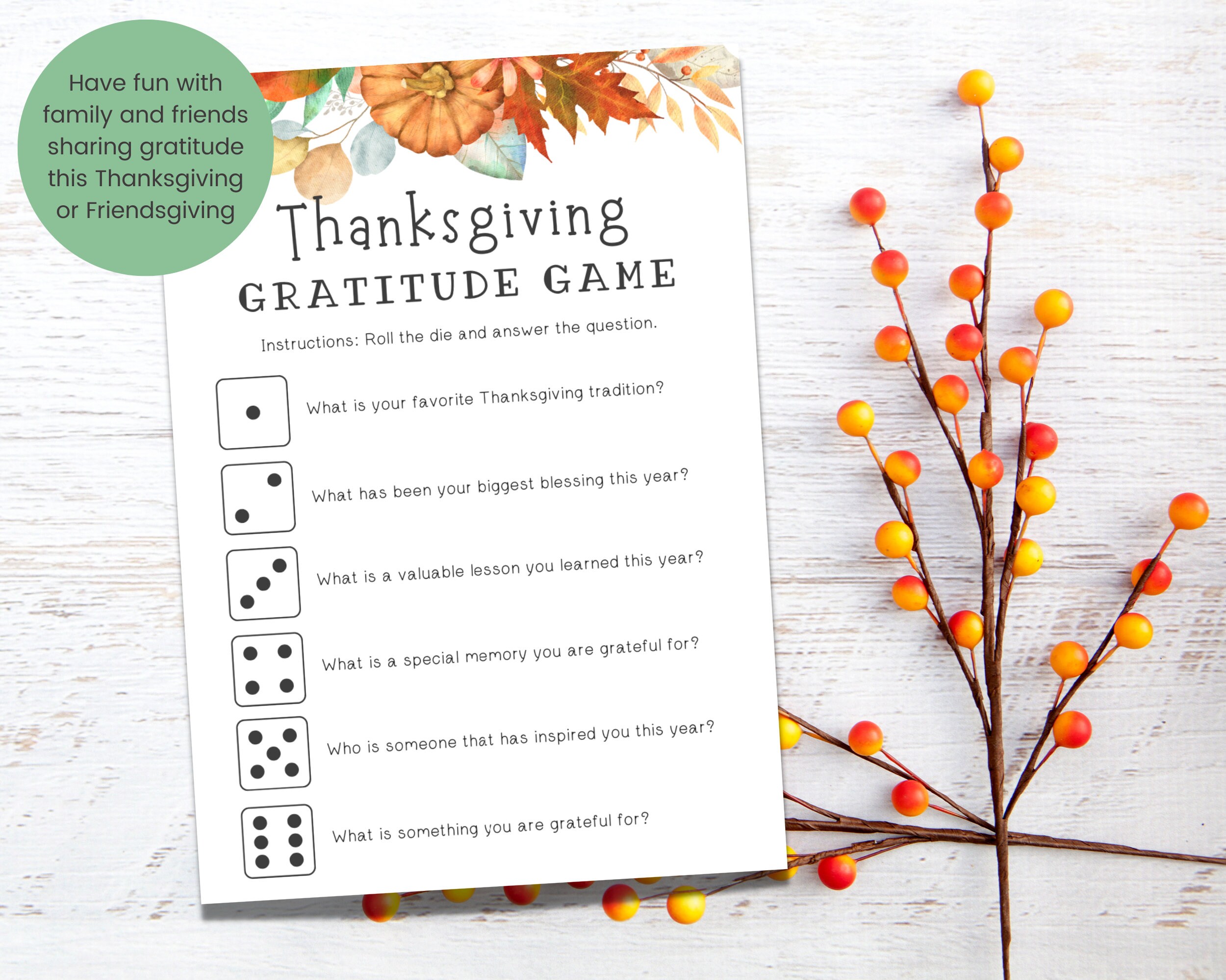 Thanksgiving Gratitude Game Thanksgiving Party Game - Etsy