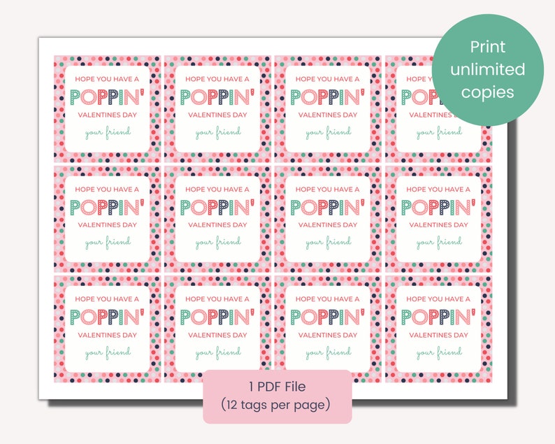 Pop It Valentines Card Printable Valentine Poppin Gift Tag - Etsy