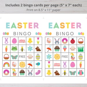 Easter Bingo, Printable Easter Games, Spring Bingo Cards, Kids Easter ...