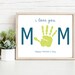 Mother's Day Handprint Art, I Love You, Happy Mothers Day Printable ...