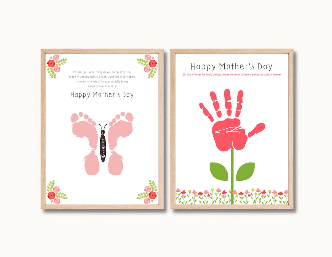 Mother's Day Printable, Handprint Art, Footprint Craft, Mothers Day ...