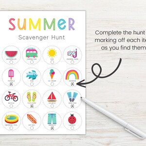 Summer Scavenger Hunt Game, Indoor Treasure Hunt, Printable Summertime ...