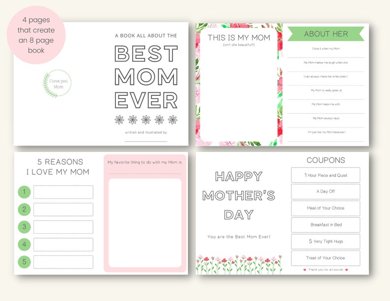 All About My Mom Printable Book Mother's Day - Etsy