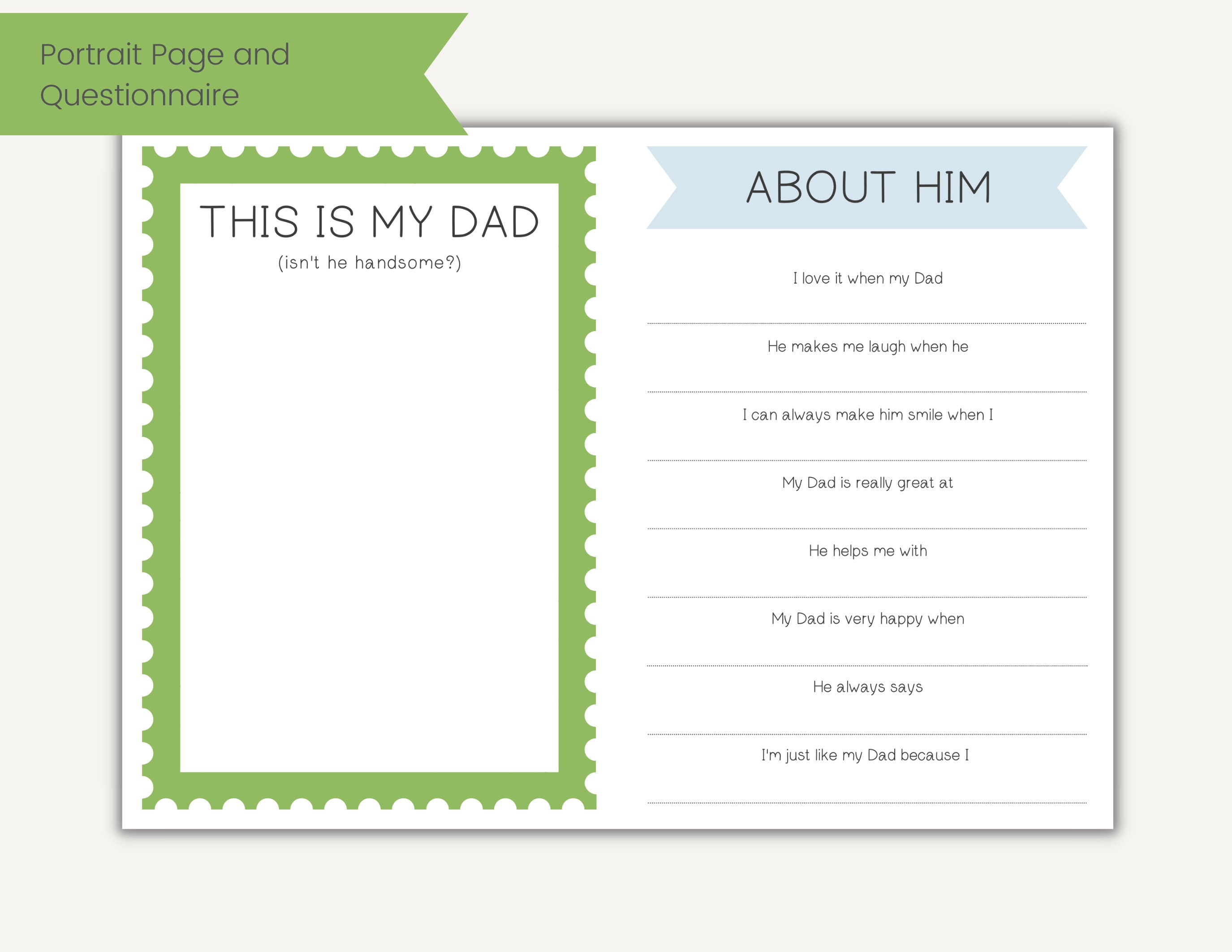 All About My Dad Printable Book Fathers Day Questionnaire - Etsy