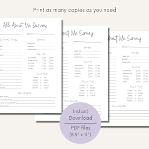 All About Me Survey Editable Printable, Getting to Know You, Coworker ...