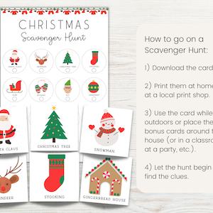 Christmas Scavenger Hunt Printable, Holiday Family Activity, Indoor and ...