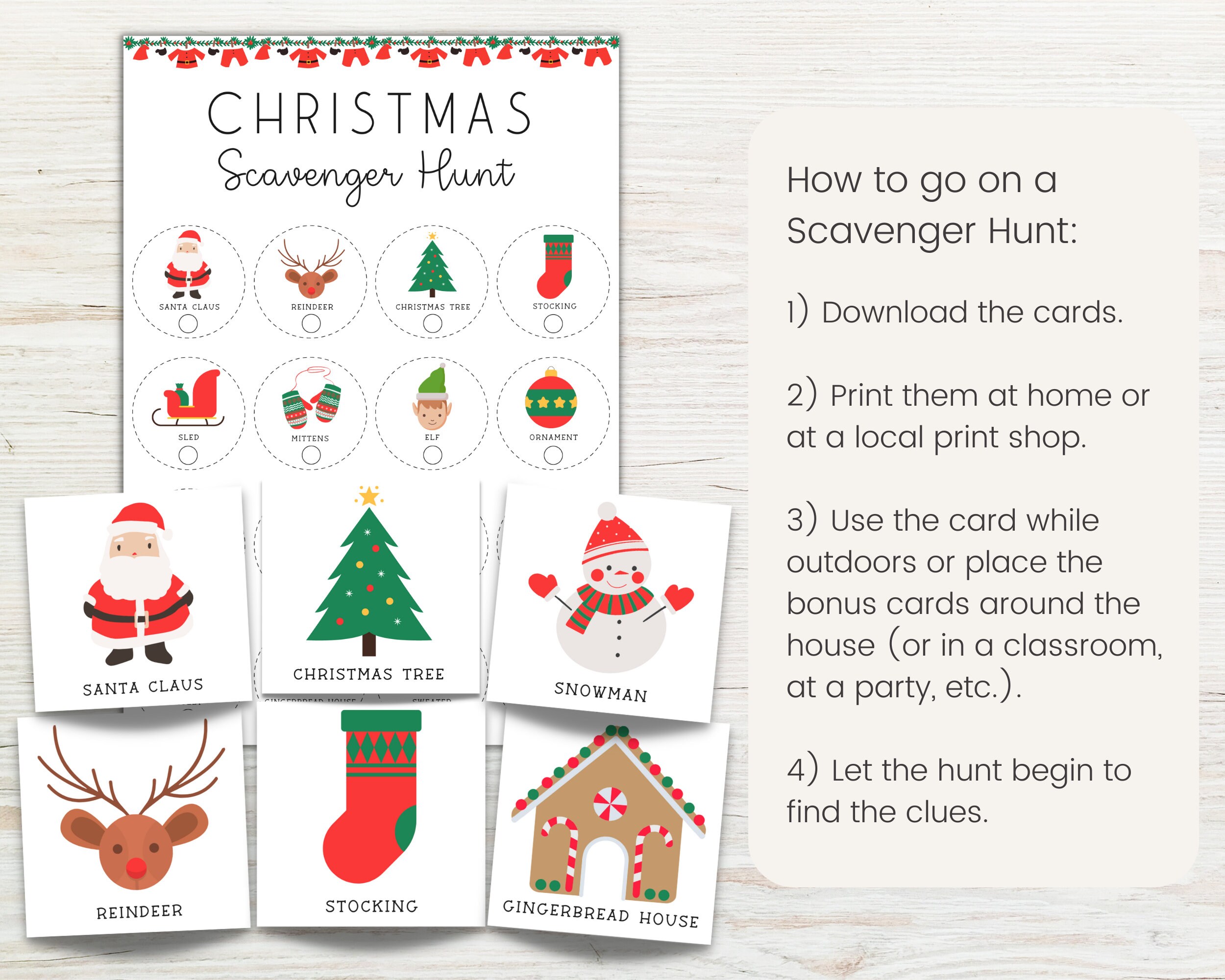 Christmas Scavenger Hunt Printable, Holiday Family Activity, Indoor and ...